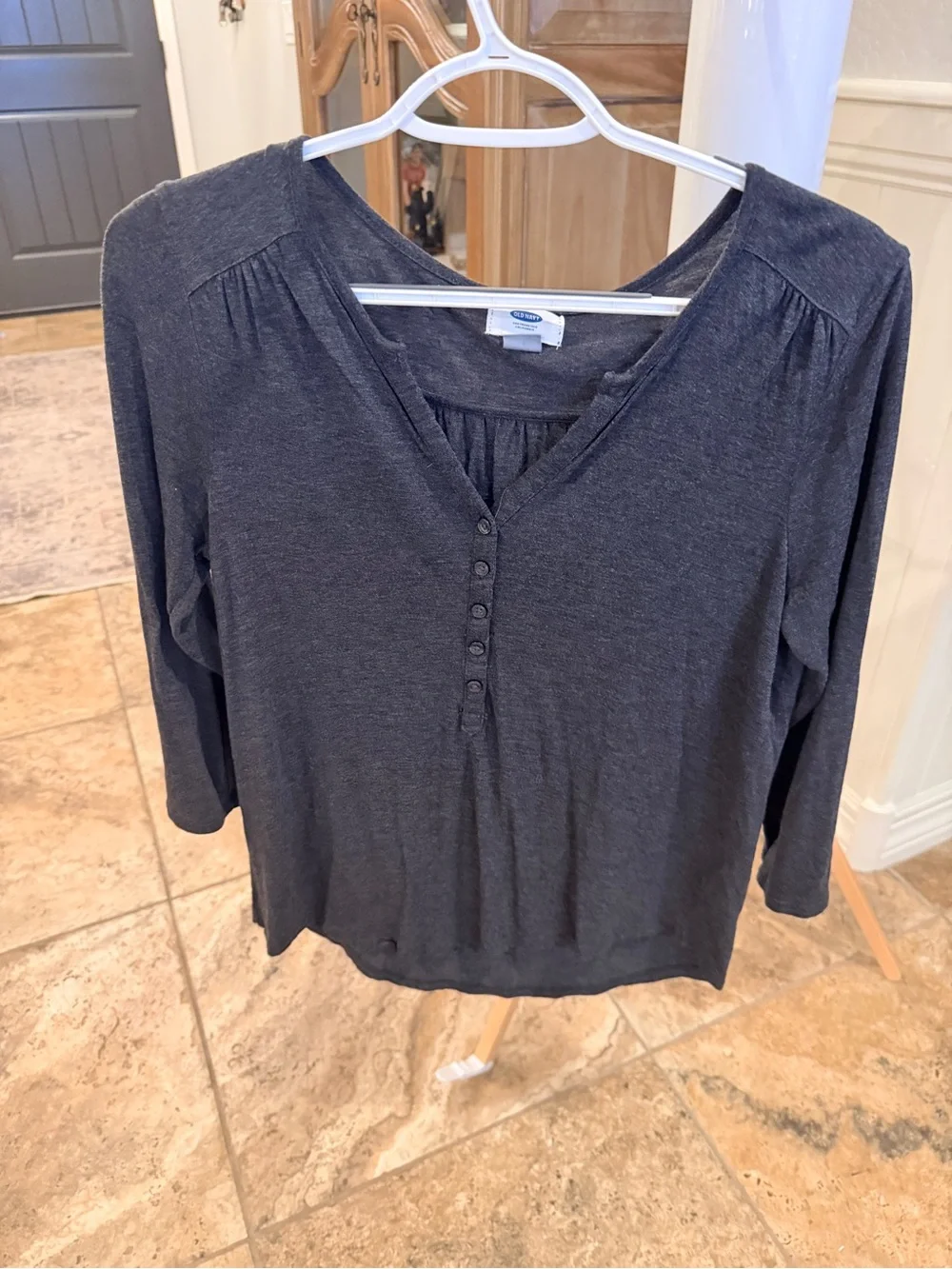 Old Navy | Tops | Old Navy Dark Gray Henley Long Sleeve Top | Poshmark